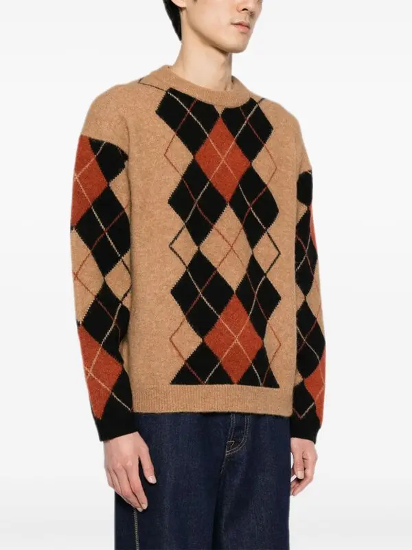 Maison Kitsuné Argyle-pattern Crew-neck Jumper