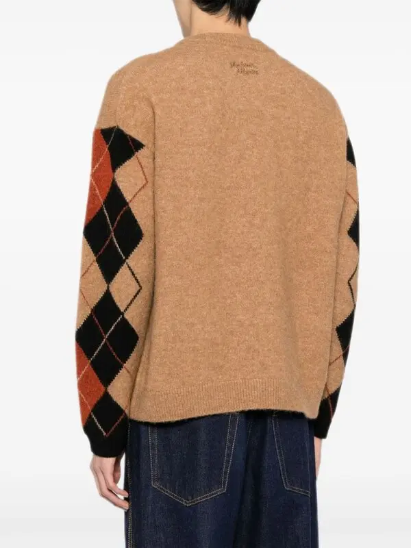 Maison Kitsuné Argyle-pattern Crew-neck Jumper