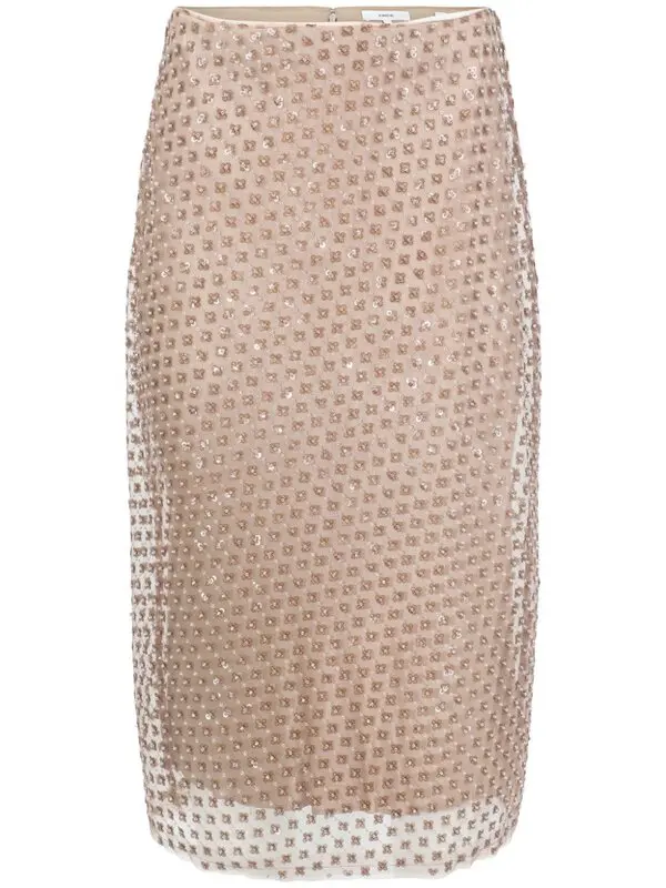 Vince Sequin-embellished Double-layer Straight Skirt