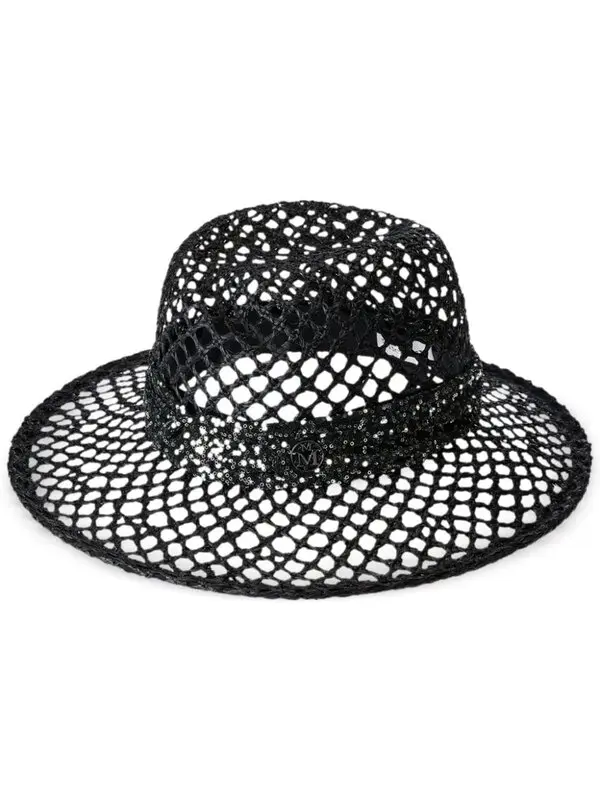 MAISON MICHEL Virginie Sequin-detail Fedora Hat - Black