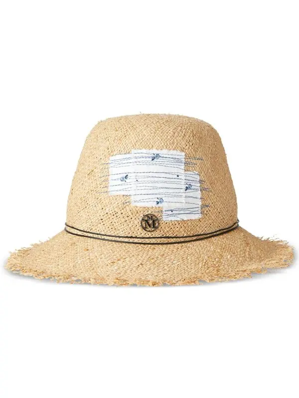 MAISON MICHEL Candice Straw Fedora Hat - Neutrals