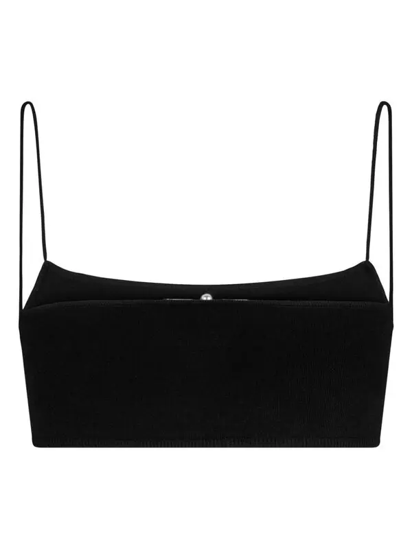 Dsquared2 Fine-knit Cutout Crop Top With Faux Pearl Buttons