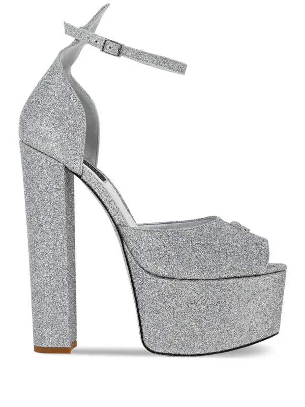 Philipp Plein 120mm Glitter Sandals - Silver