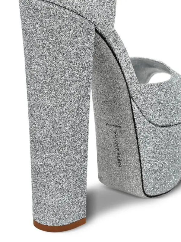 Philipp Plein 120mm Glitter Sandals - Silver