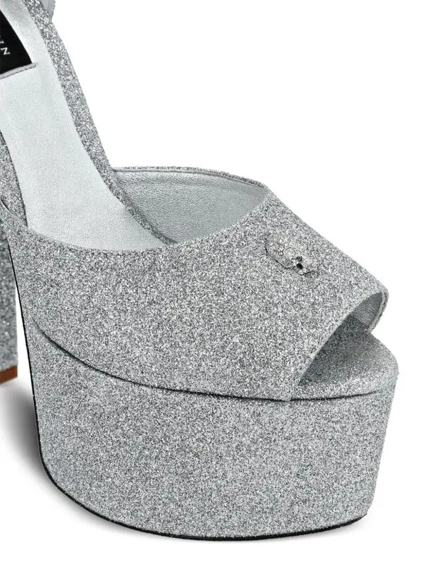 Philipp Plein 120mm Glitter Sandals - Silver