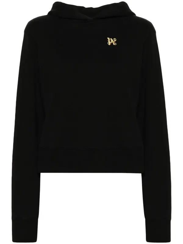 Palm Angels Dragon-monogram Cotton Hoodie - Black