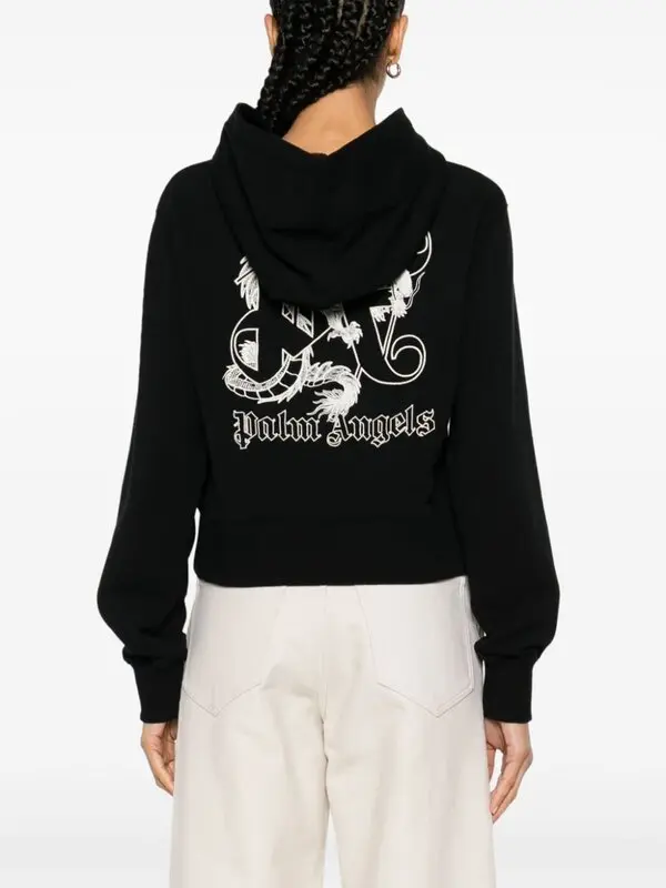 Palm Angels Dragon-monogram Cotton Hoodie