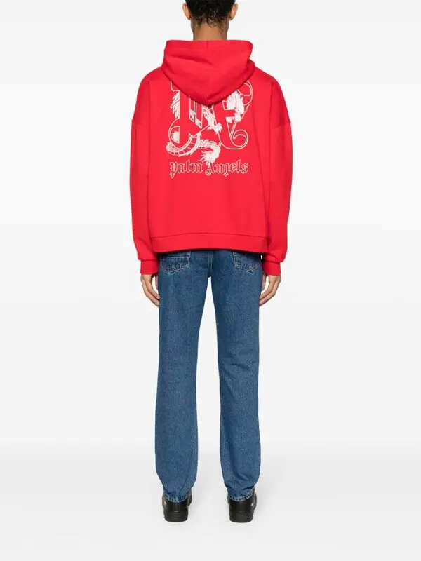 Palm Angels Dragon-monogram Cotton Hoodie