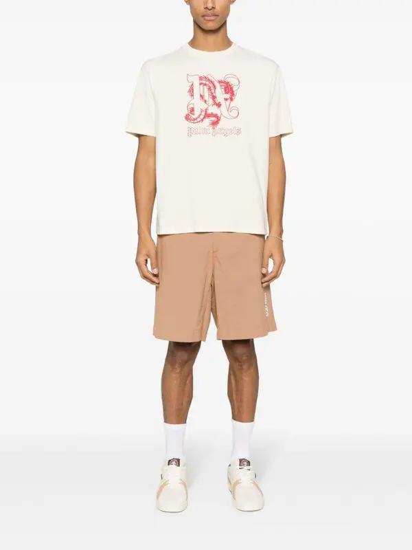 Palm Angels Dragon-monogram Cotton T-shirt