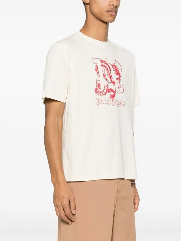 Palm Angels Dragon-monogram Cotton T-shirt