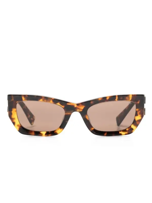 Miu Miu Tortoiseshell Sunglasses With Logo Plaque - Brown