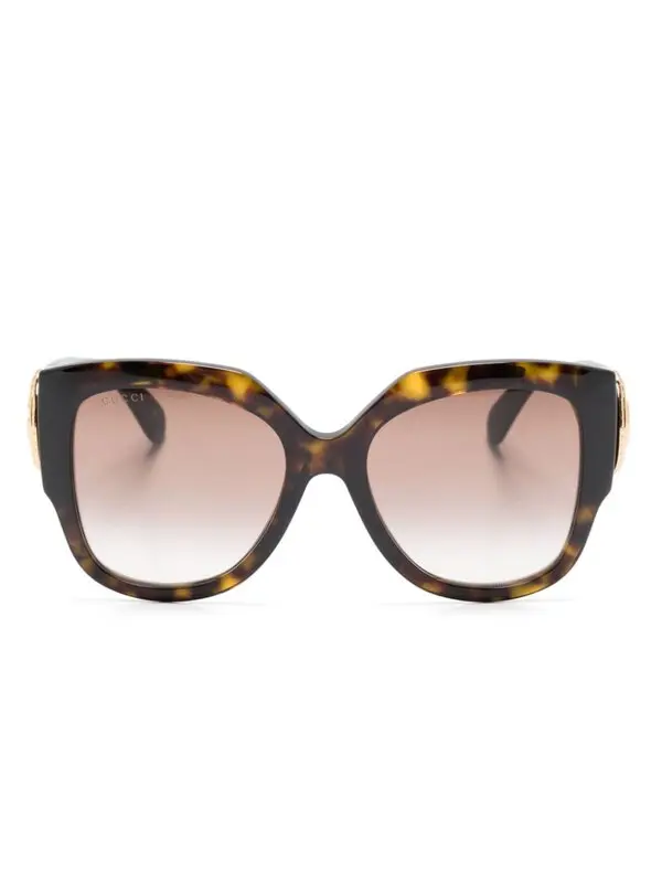 Gucci Logo-plaque Round-frame Sunglasses - Brown