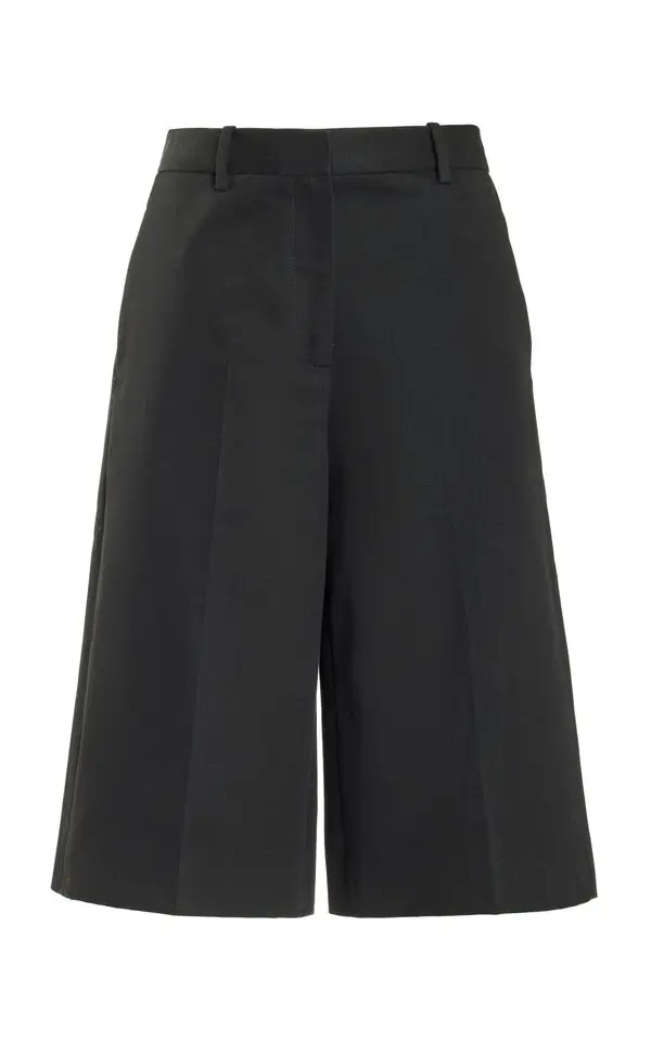 NILI LOTAN Erza Cotton Knee-length Shorts - Black