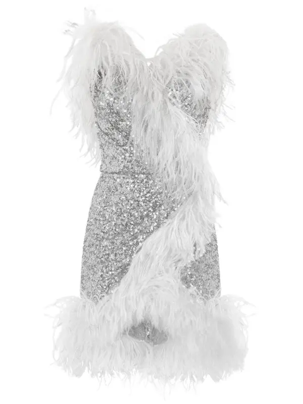 Dolce & Gabbana Sequined Feather-trimmed Party Dress
