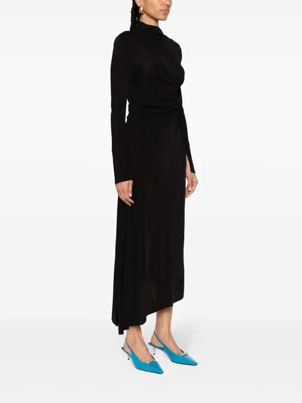 chinese dress ladies Twist Neck Open Front Velvet Draped Gown main image 1