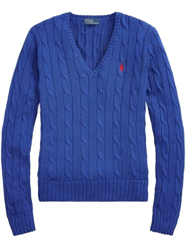 Polo Ralph Lauren Logo-embroidered Cable-knit Sweatshirt - Blue