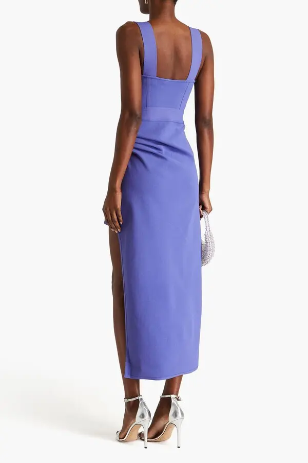Herve Leger Draped Embellished Ponte Midi Dress In Purple - 80% Off |  Editorialist