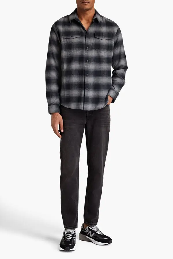 FRAME Checked Cottonflannel Shirt - Dark Gray