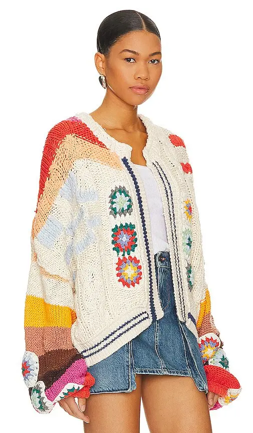 Free People Clear Skies Cardigen In Cream - Cream Combo