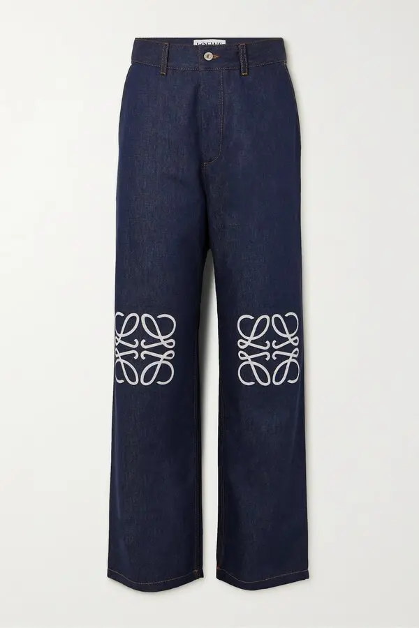 Loewe Anagram Cutout High-rise Straight-leg Jeans - Blue