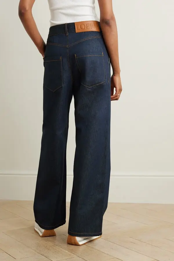 Loewe Anagram Cutout High-rise Straight-leg Jeans - Blue