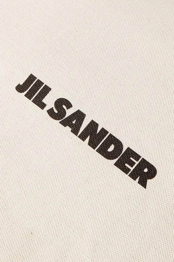 JIL SANDER Leather-trimmed Logo-print Canvas Tote - Neutrals