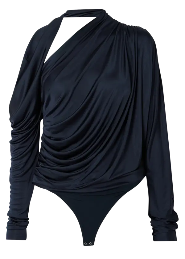 GOLDSIGN The Holden Asymmetric Draped Jersey Bodysuit