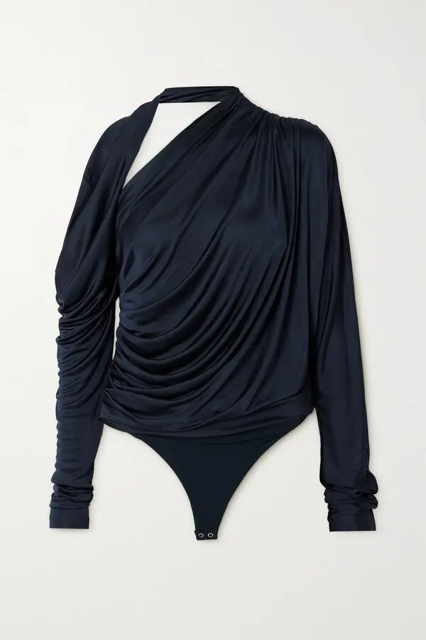 GOLDSIGN The Holden Asymmetric Draped Jersey Bodysuit