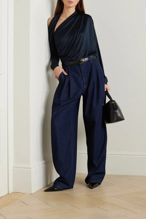 GOLDSIGN The Holden Asymmetric Draped Jersey Bodysuit