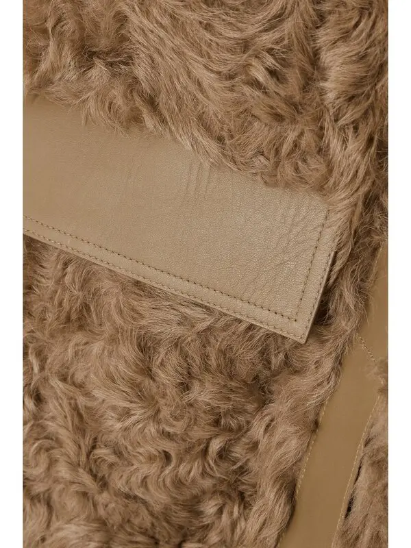 TOTEME Net Sustain Leather-trimmed Shearling Overcoat