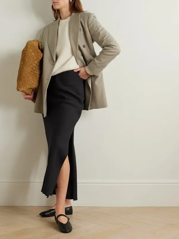 Brunello Cucinelli Crepe Maxi Skirt - Black