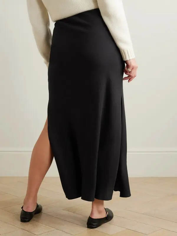 Brunello Cucinelli Crepe Maxi Skirt - Black