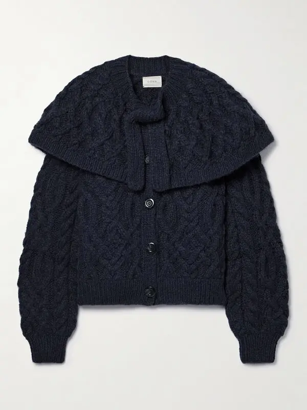 DÔEN Holland Cape-effect Cable-knit Alpaca-blend Cardigan