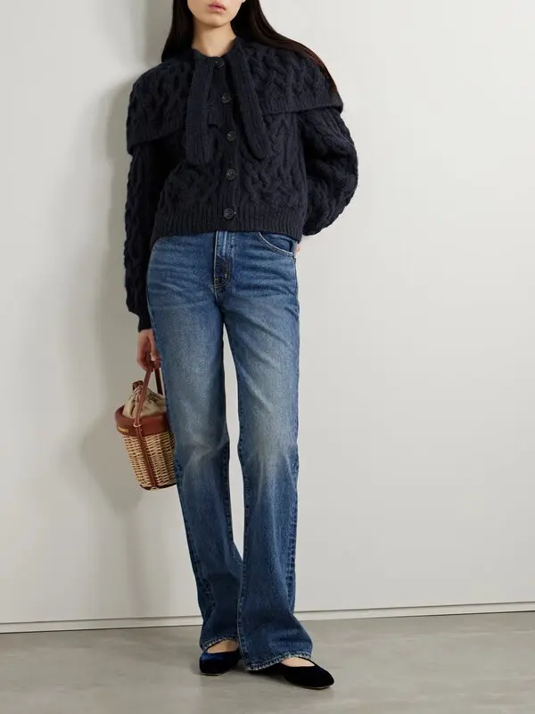 DÔEN Holland Cape-effect Cable-knit Alpaca-blend Cardigan