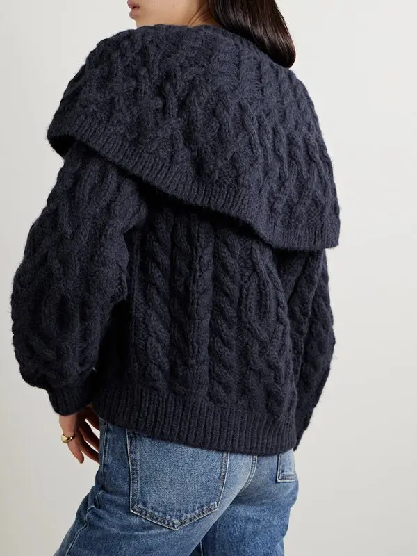 DÔEN Holland Cape-effect Cable-knit Alpaca-blend Cardigan