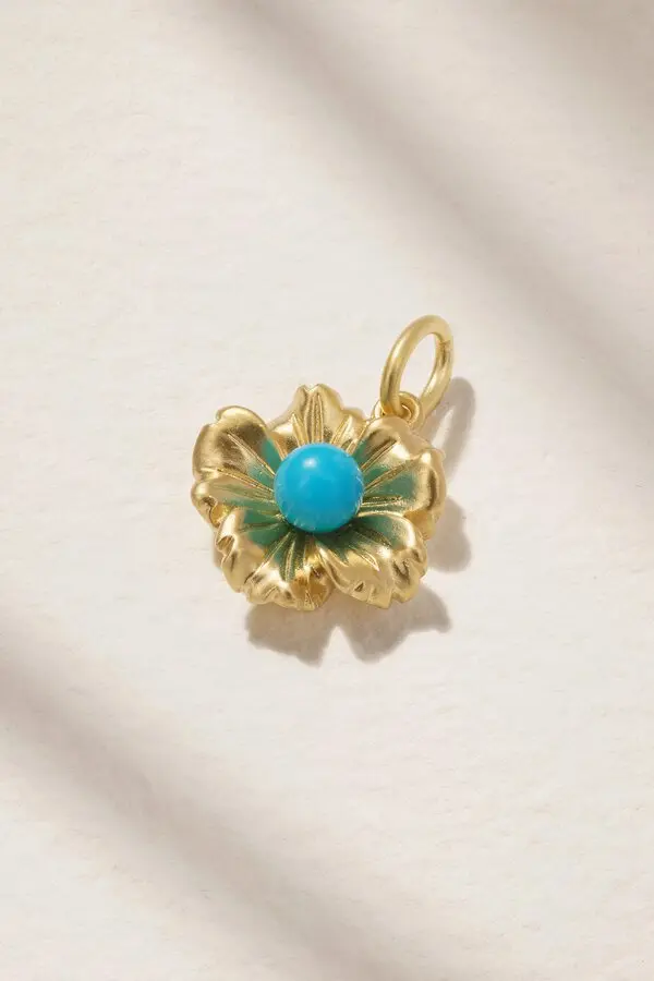 Irene Neuwirth Tropical Flower 18-karat Turquoise Charm - Gold