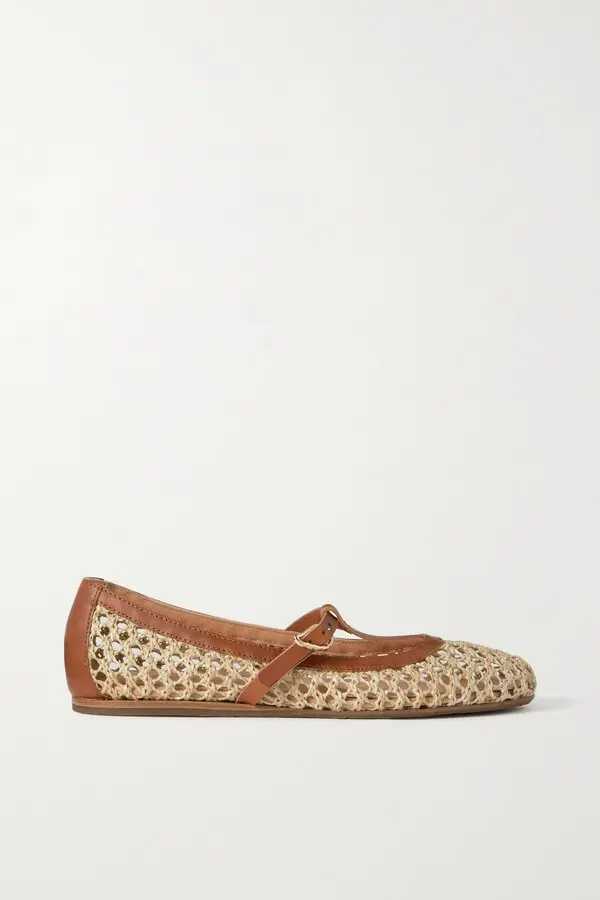 ANCIENT GREEK SANDALS Aerati Woven Raffia Ballet Flats - Neutrals