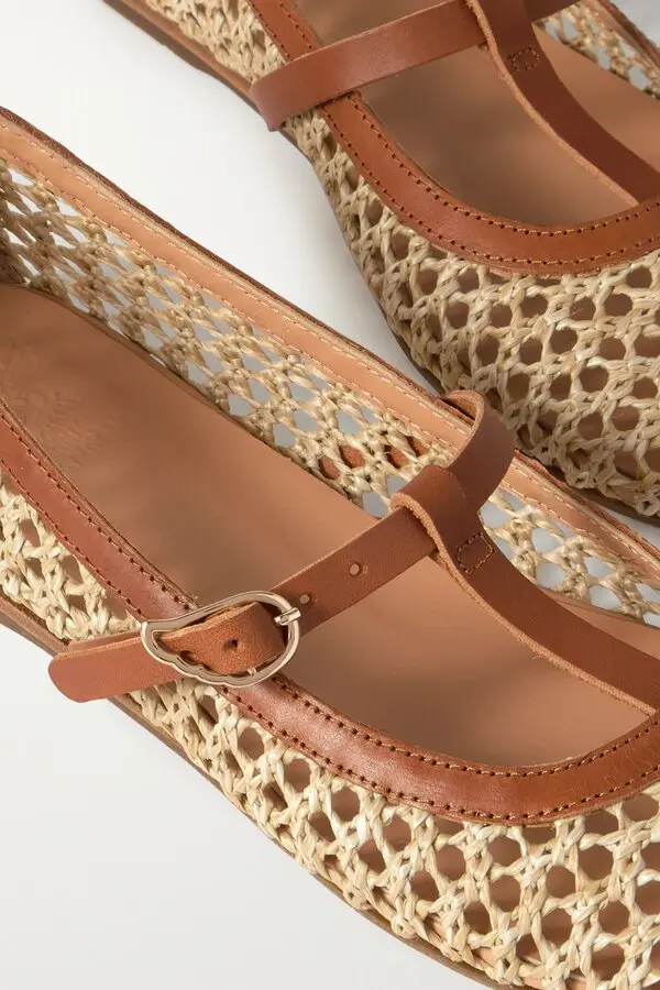 ANCIENT GREEK SANDALS Aerati Woven Raffia Ballet Flats - Neutrals