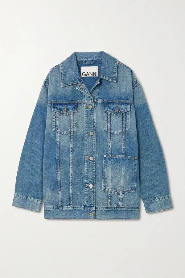 GANNI Net Sustain Tint Oversized Organic Denim Jacket