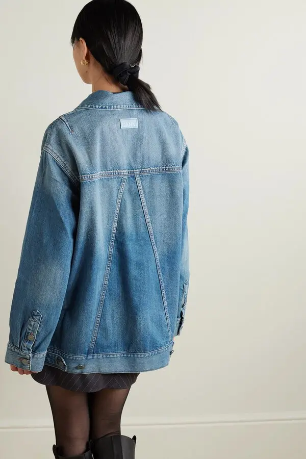 GANNI Net Sustain Tint Oversized Organic Denim Jacket