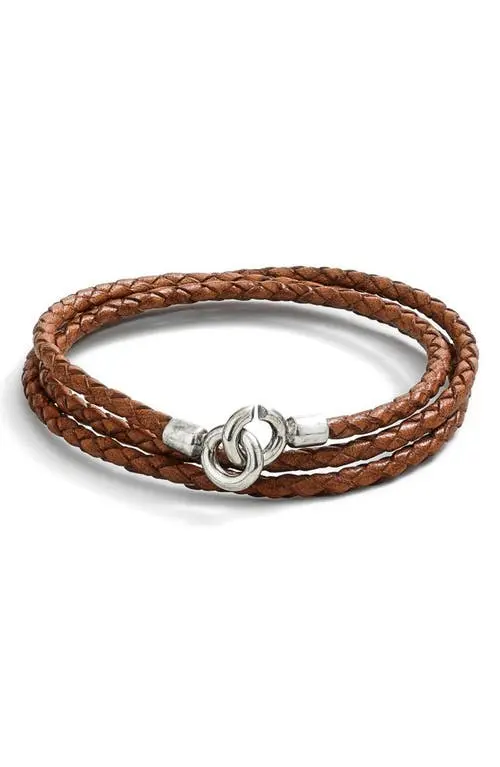 DEGS & SAL Braided Wrap Bracelet - Saddle