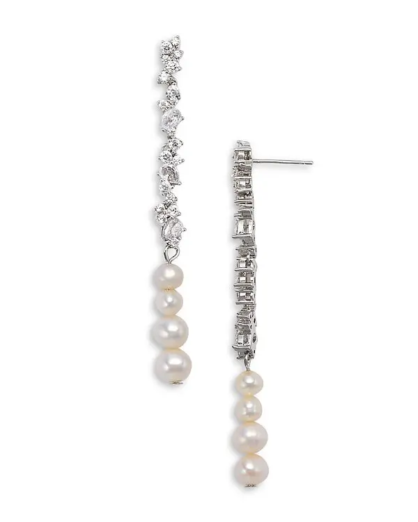 Shashi Kalista Cultured Freshwater Pearl Drop Earrings - Silver
