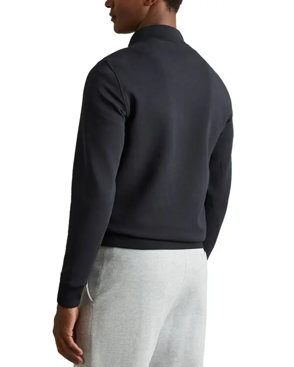 REISS Freddie Cotton Blend Interlock Quilted Zip-up Jacket - Navy