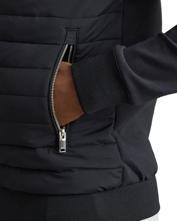 REISS Freddie Cotton Blend Interlock Quilted Zip-up Jacket - Navy