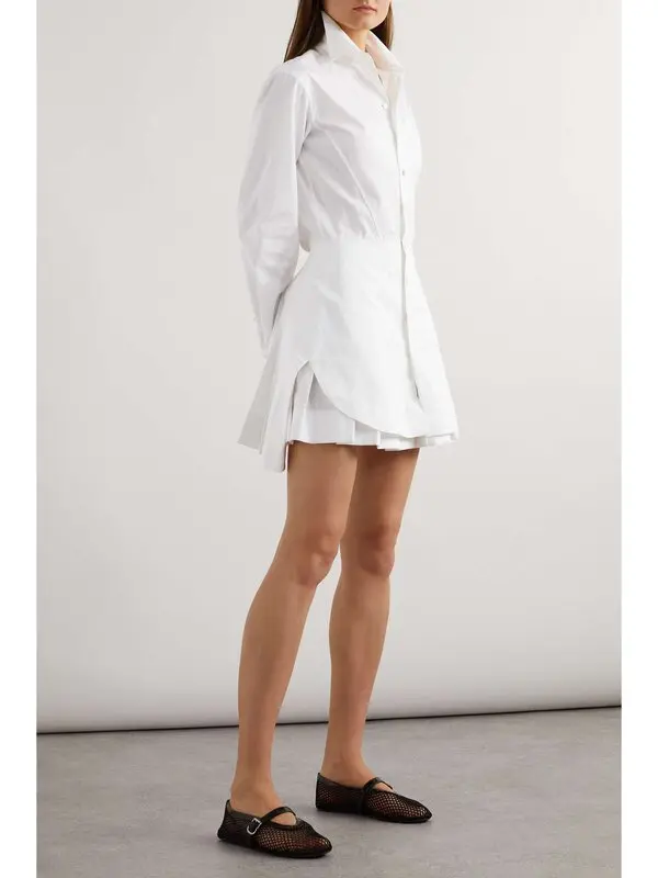 alaia white shirt dress ALAA Women's Poplin Wrap Mini-Shirtdress - Blanc