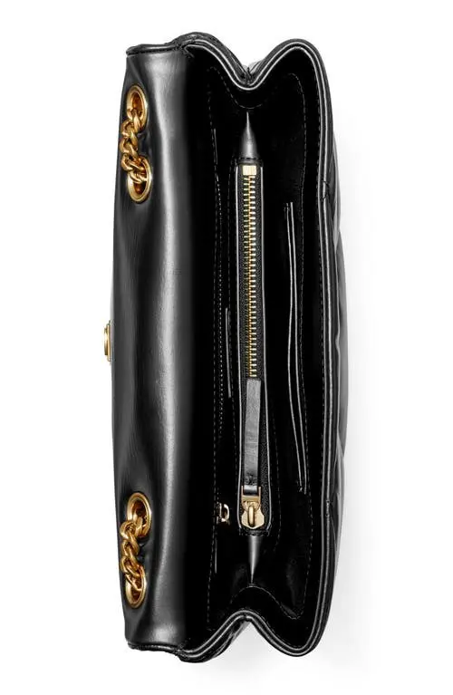 Tory Burch Kira Diamond Quilted Leather Convertible Shoulder Bag - Black