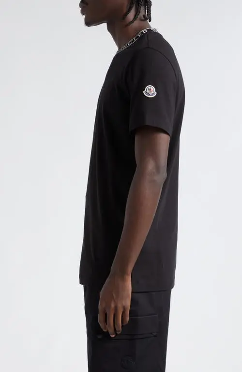 Moncler Logo Jacquard Crewneck T-shirt - Black