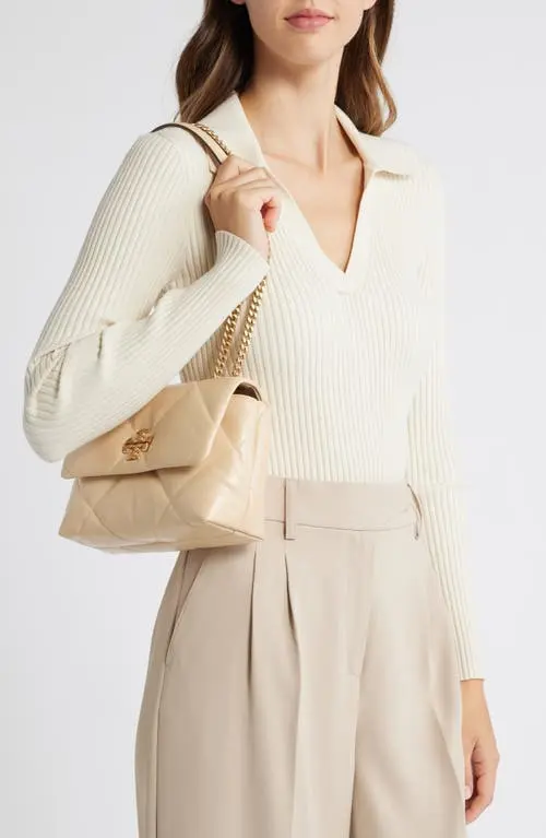 Tory Burch Kira Diamond Quilted Leather Shoulder Bag - Vanilla Soft Serve