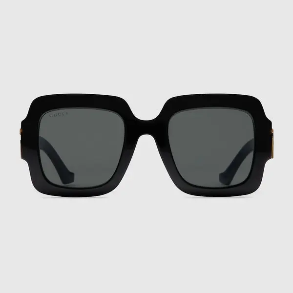Gucci Square-frame Sunglasses With Double G - Black