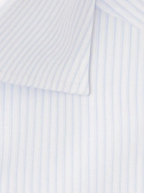 Zegna Cutaway-collar Striped Trofeo™ Shirt - Blue